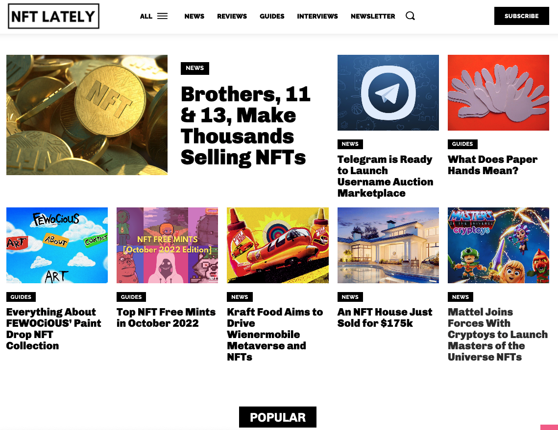 Top Sites for Ethereum NFT News